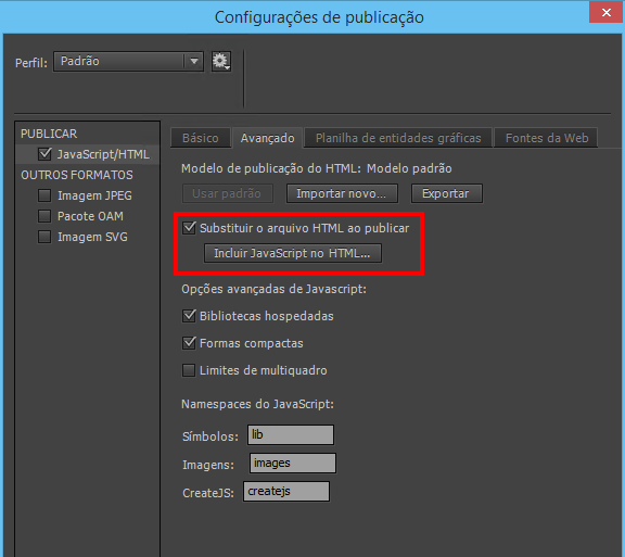 Crie documentos HTML5 Canvas no Animate CC