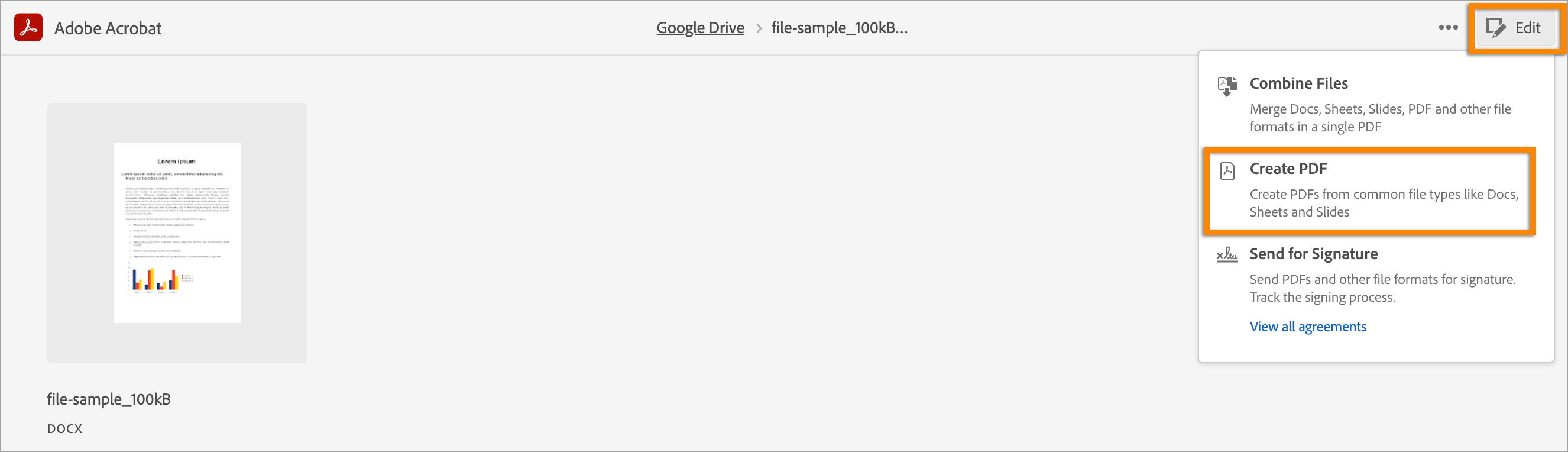 Usar a extensão Adobe Document Cloud para Google Drive