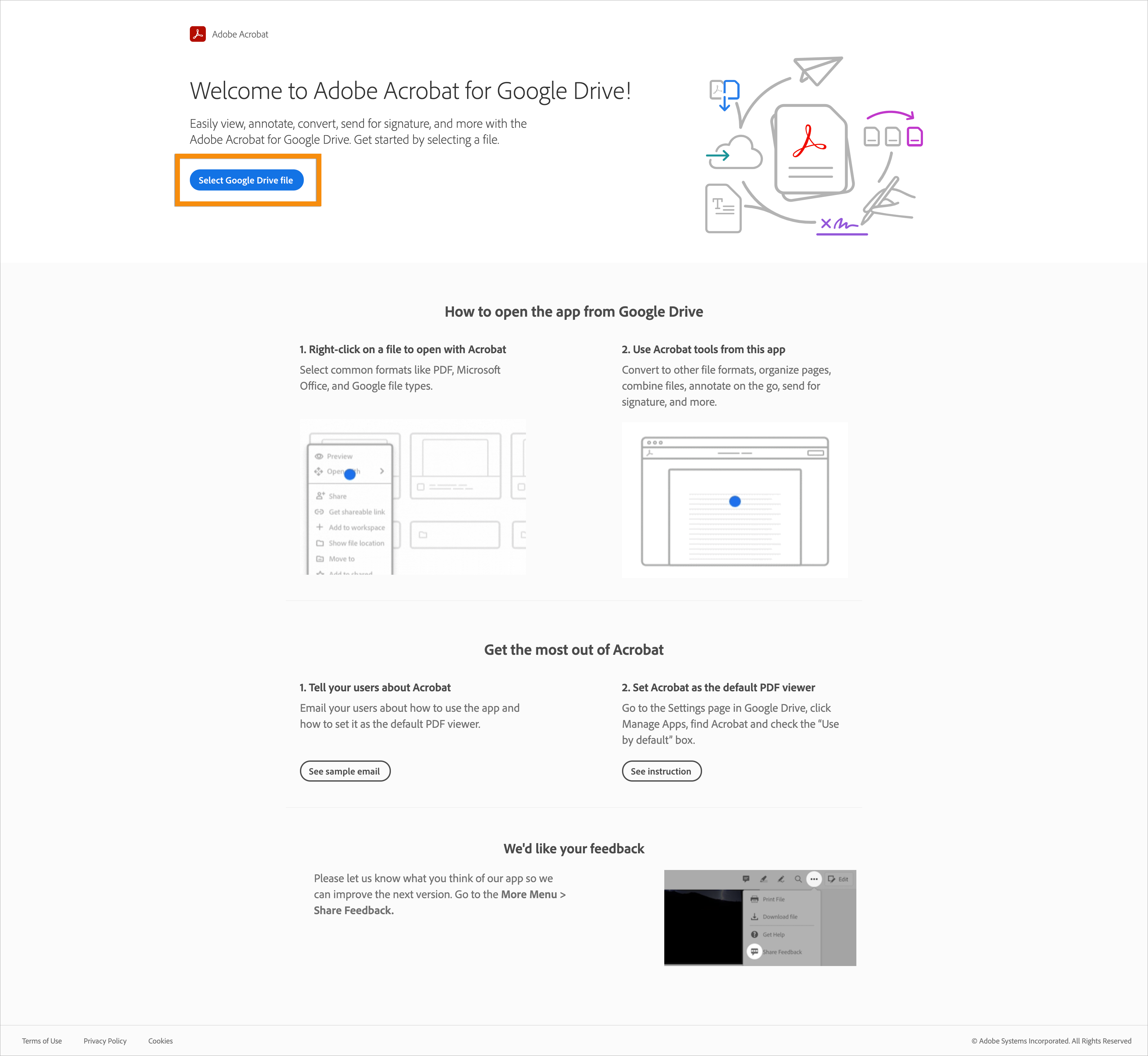 Usar a extensão Adobe Document Cloud para Google Drive