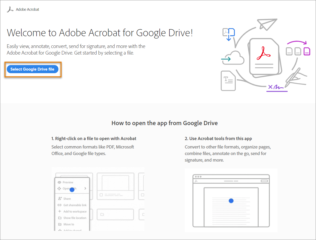 Usar a extensão Adobe Document Cloud para Google Drive