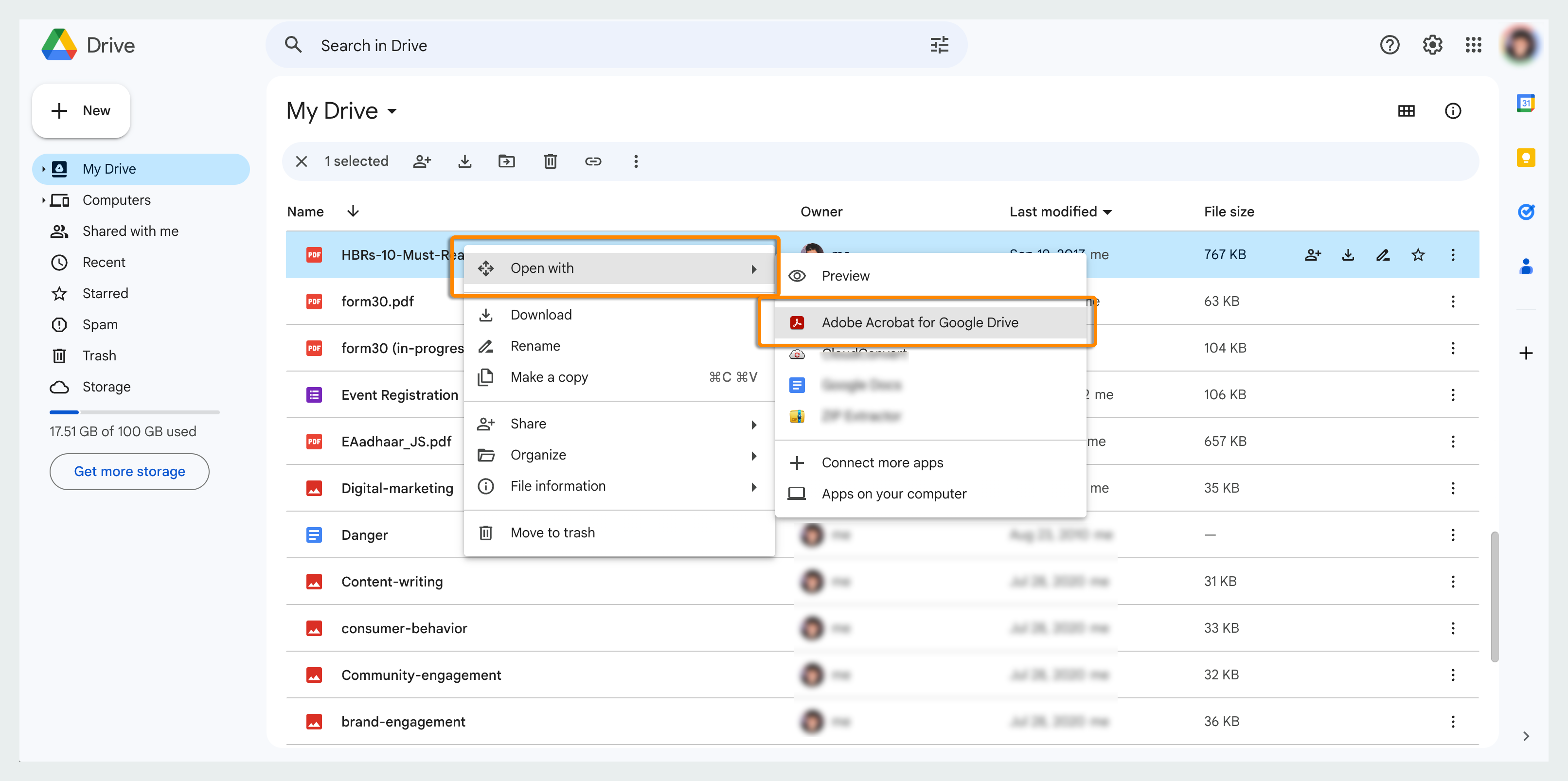 Usar a extensão Adobe Document Cloud para Google Drive