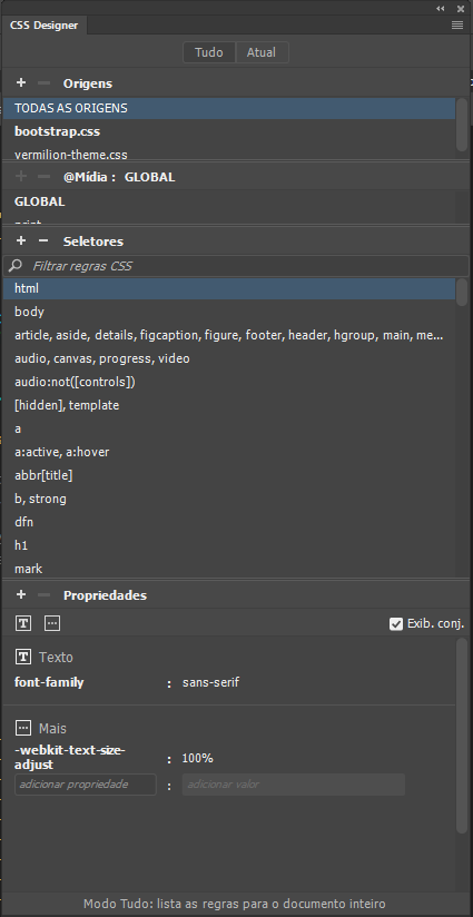 Visão geral da área de trabalho do Dreamweaver