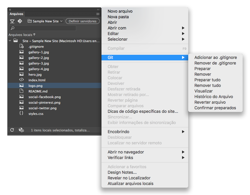 Saiba como baixar e usar o Git com o Dreamweaver.