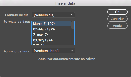 Inserir datas e hora em qualquer formato no Dreamweaver