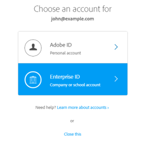 Enterprise ID, login e ajuda da conta