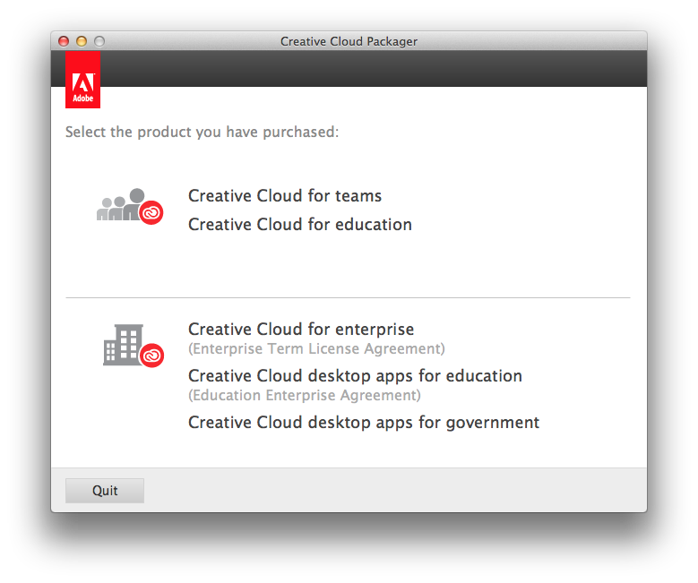 Pacote de licença da Adobe Creative Cloud