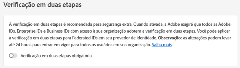 Configurações de autenticação