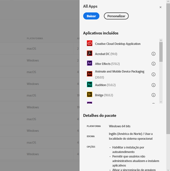 Modelos da Adobe para pacotes