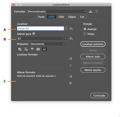 Localizar e substituir texto no InDesign