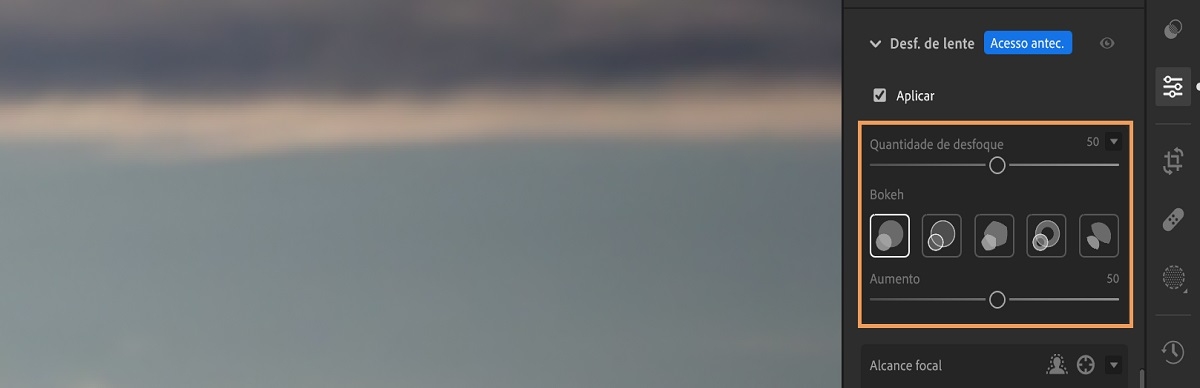Desfoque de lente no Lightroom
