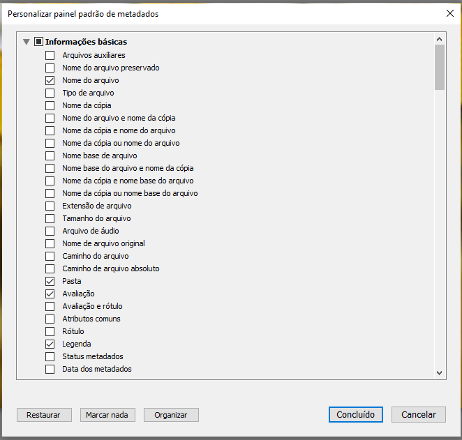 Ações e conceitos básicos de metadados no Lightroom Classic