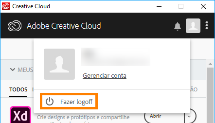 O Adobe Creative Cloud faz seu logout ou lhe solicita a efetuar o login ...