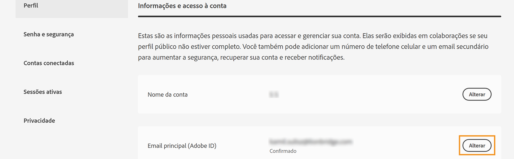 Criar ou atualizar sua Adobe ID