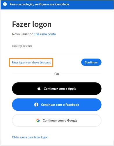 Faça logon com segurança usando uma chave de acesso