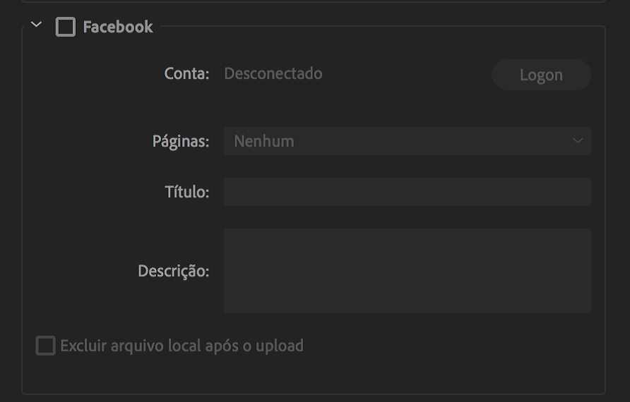Referência das configurações de exportação para o Adobe Media Encoder