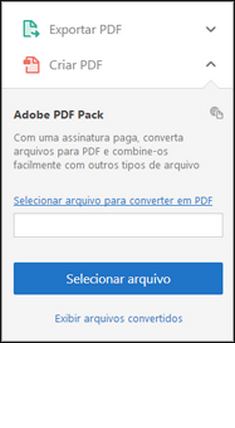 Criar PDFs, exportar PDFs ou acessar outros serviços online