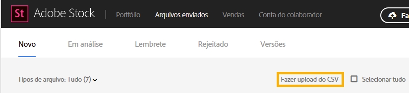 Use arquivos CSV para indexar conteúdo no Adobe Stock
