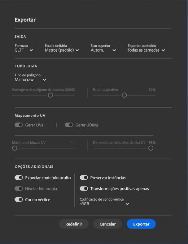 Exportar seus modelos