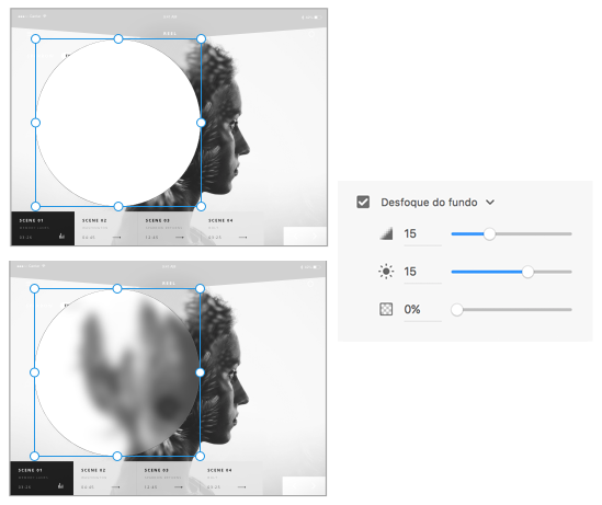 Trabalhar com efeitos de desfoque no XD