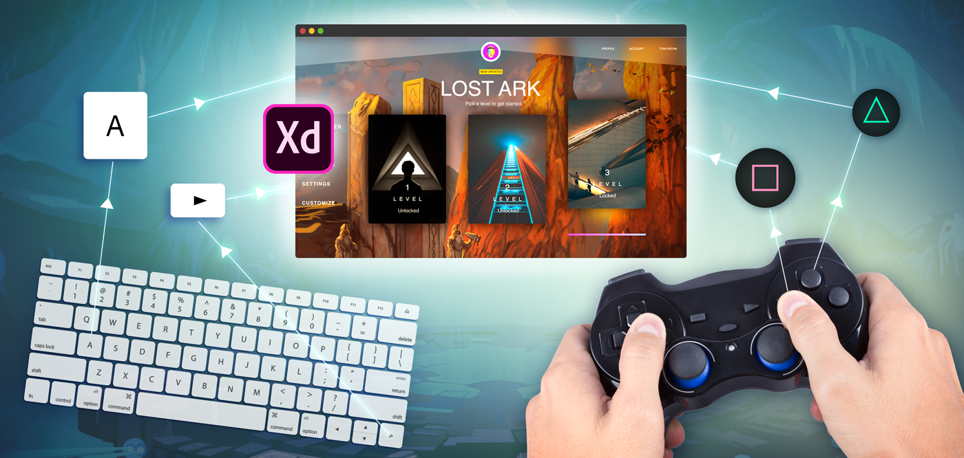 Crie protótipos usando teclados e controles como acionadores.