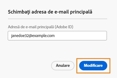 Schimbați adresa de e-mail asociată contului dvs. Adobe