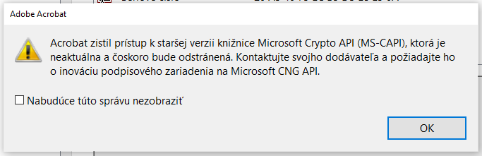 Aktualizácia rozhrania Crypto API pre digitálne podpisy na zariadení na ...
