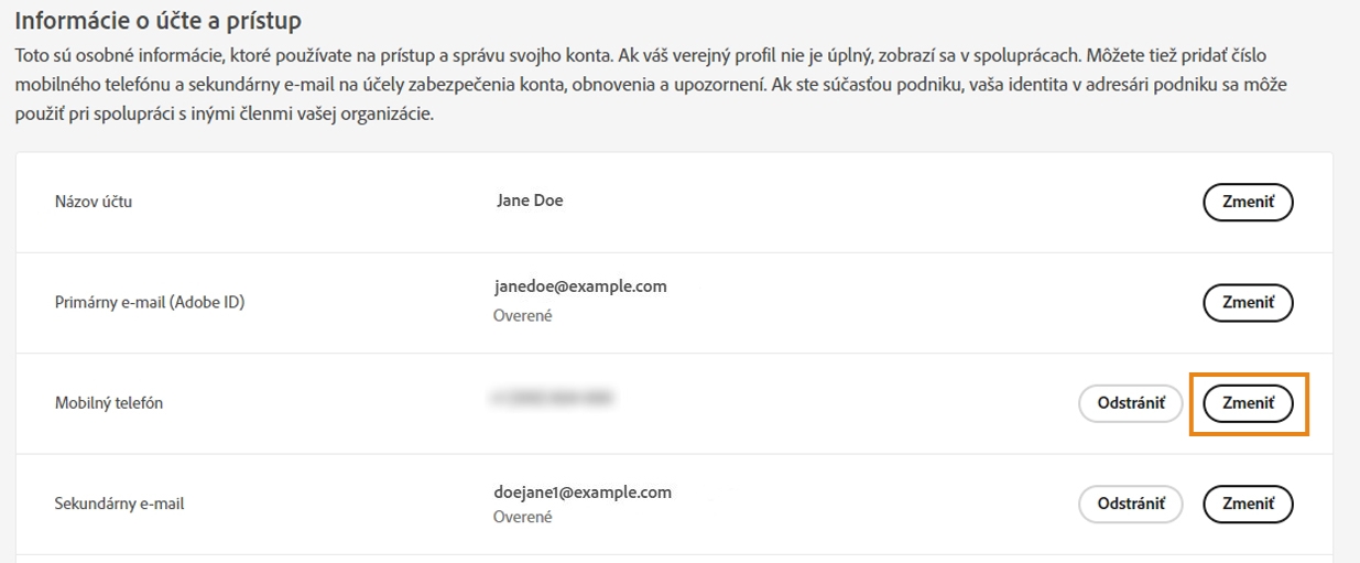 Zmena e-mailovej adresy konta Adobe