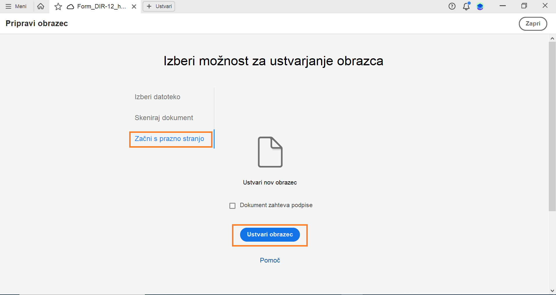 Kako ustvariti nov obrazec v programu Adobe Acrobat