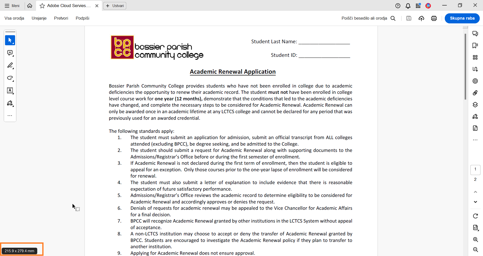 Nadgradnje ogrodja za pomikanje Acrobat za macOS.