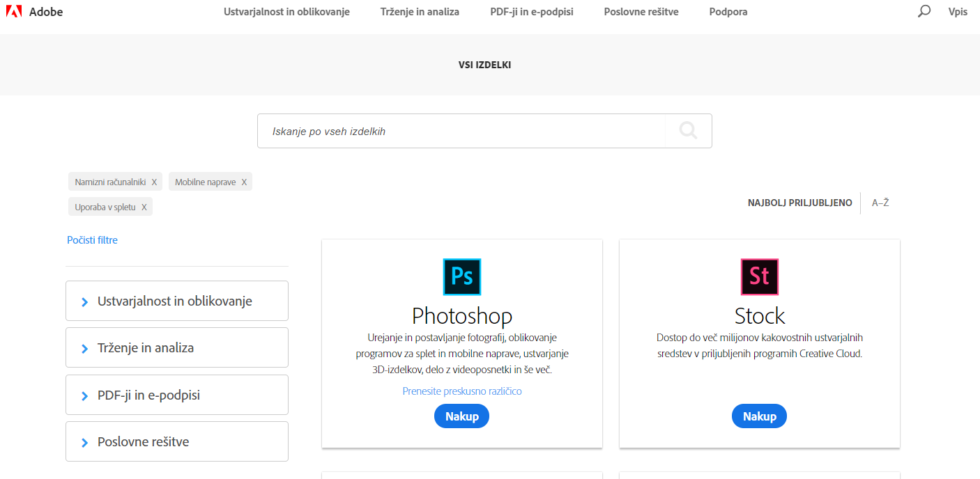 Trgovina Adobe Store | Pogosta vprašanja v zvezi s spletnim naročanjem in plačilom