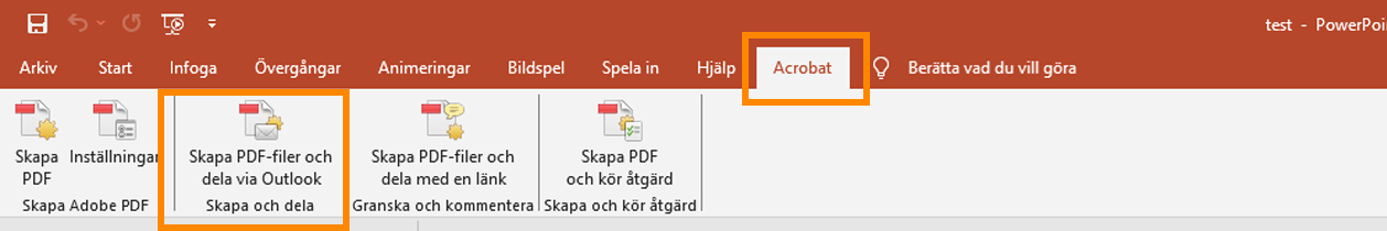 Skapa PDF-filer med PDFMaker i Adobe Acrobat (Windows)