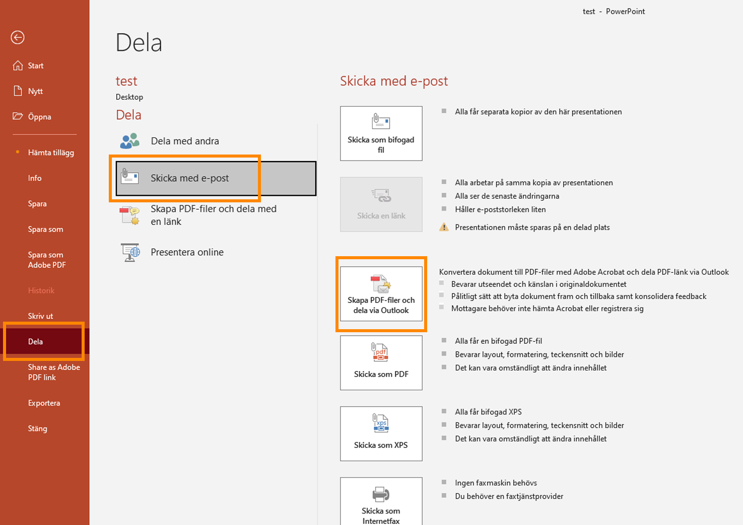 Skapa PDF-filer med PDFMaker i Adobe Acrobat (Windows)