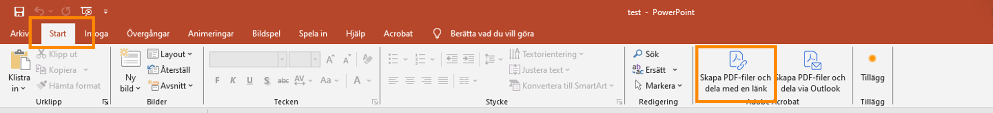 Skapa PDF-filer med PDFMaker i Adobe Acrobat (Windows)