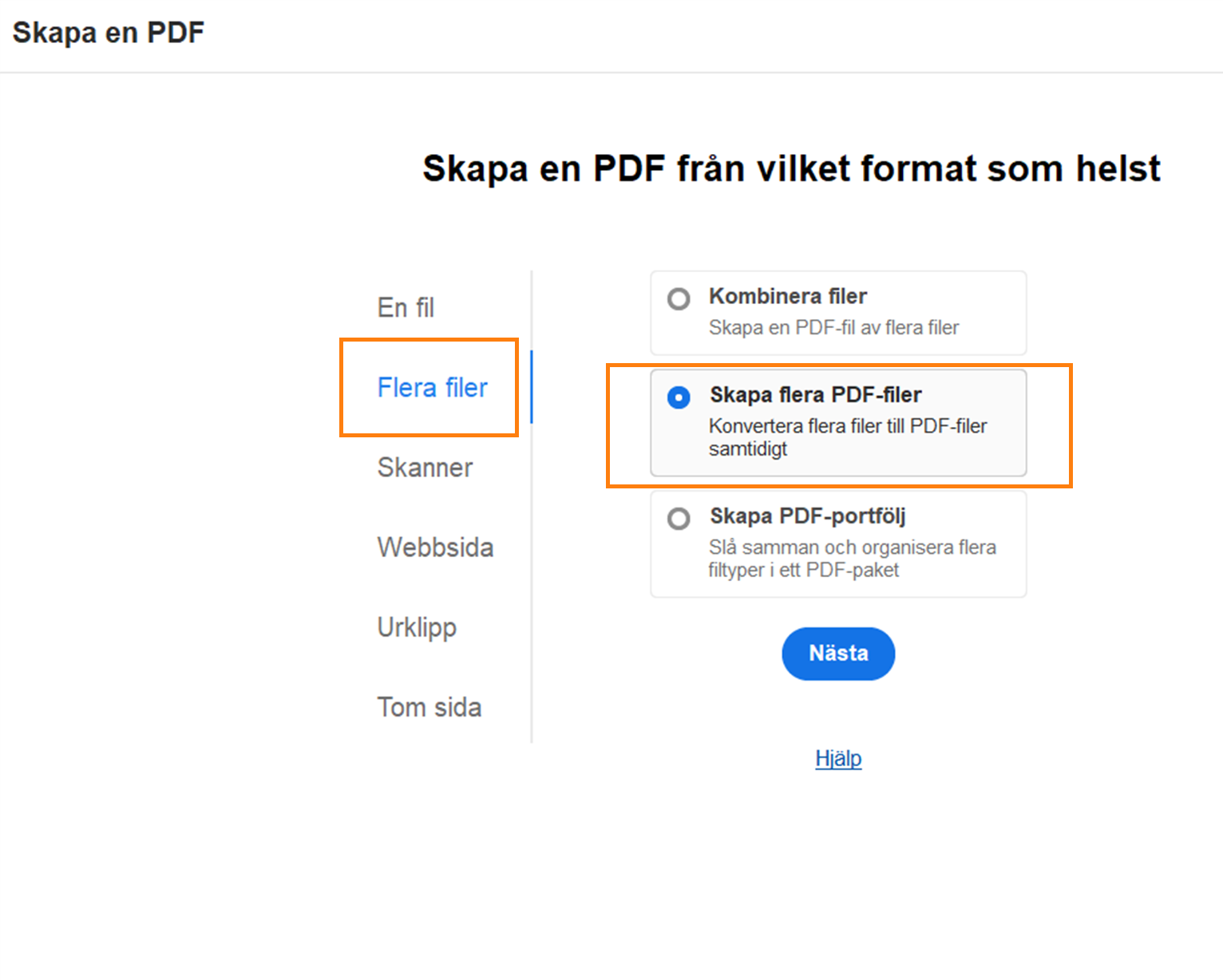 Skapa PDF-filer med Adobe Acrobat
