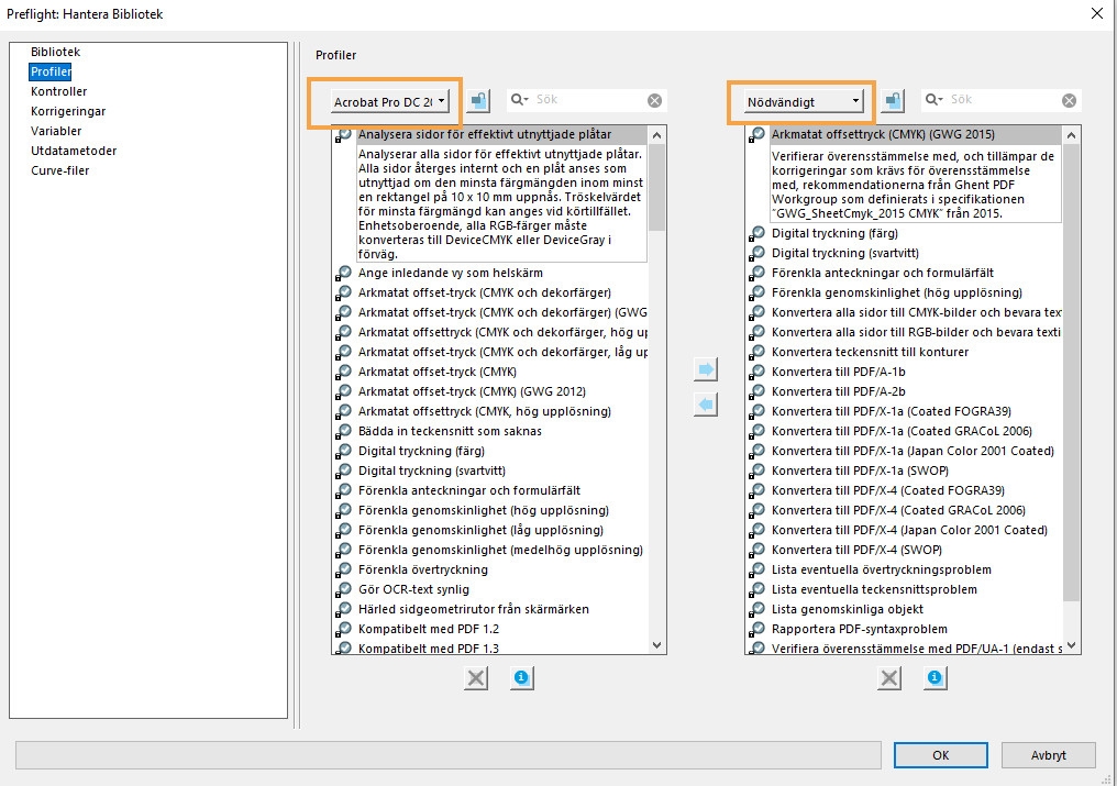 Preflight-bibliotek (Acrobat Pro)