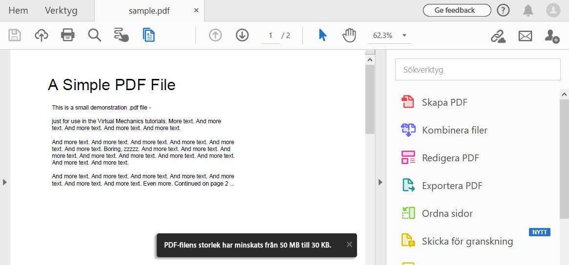 Spara PDF-filer i Adobe Acrobat och Reader