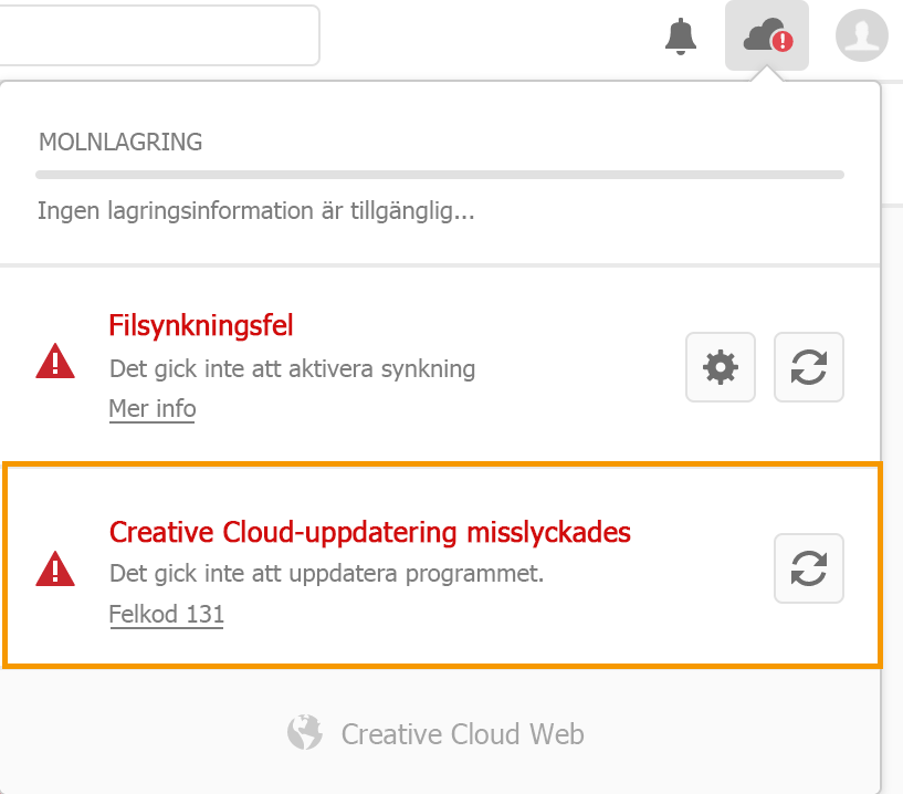 Hur kan jag åtgärda fel 131 för Creative Cloud-datorprogrammet