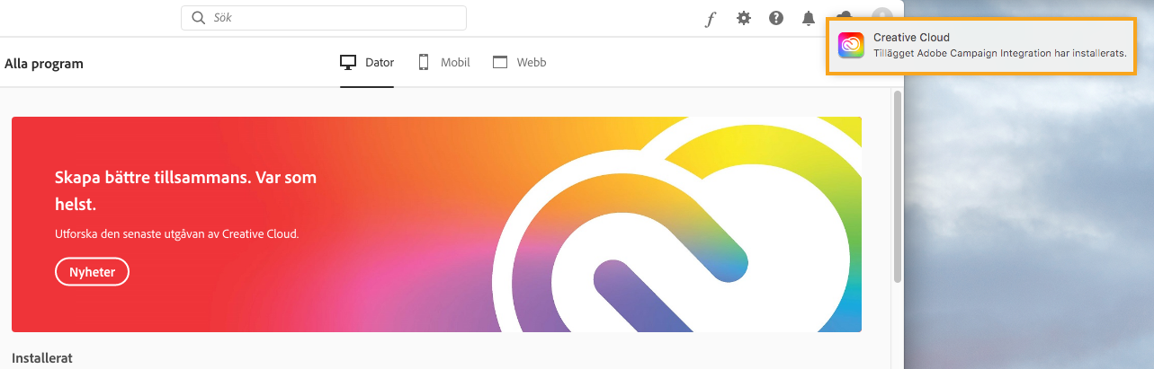 Installationsproblem med Dreamweaver och Adobe Campaign