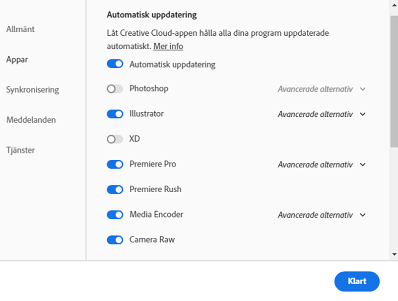 Versionsinformation om Creative Cloud-datorprogrammet för team och företag
