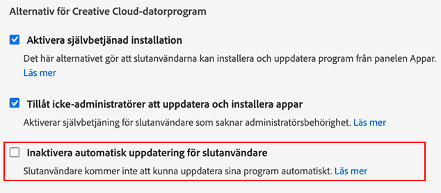 Versionsinformation om Creative Cloud-datorprogrammet för team och företag