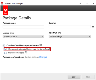 Anpassa Adobe Creative Cloud-datorprogrammet