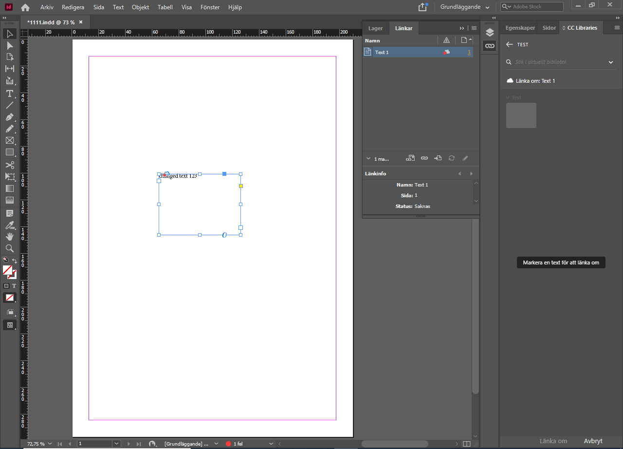 Åtgärda Creative Cloud Libraries-problem med InDesign