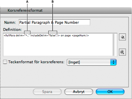 Infoga och hantera korsreferenser i InDesign
