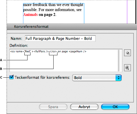 Infoga och hantera korsreferenser i InDesign