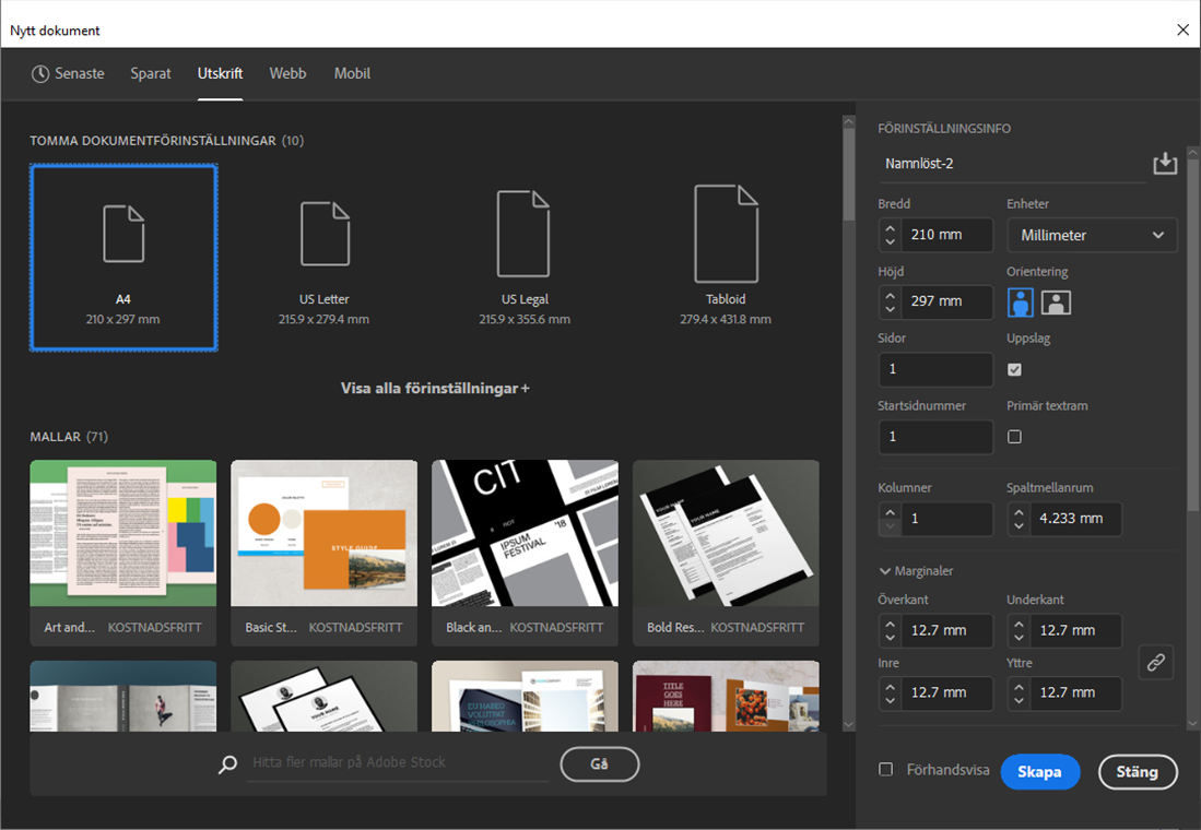 Grundläggande om arbetsytan i InDesign