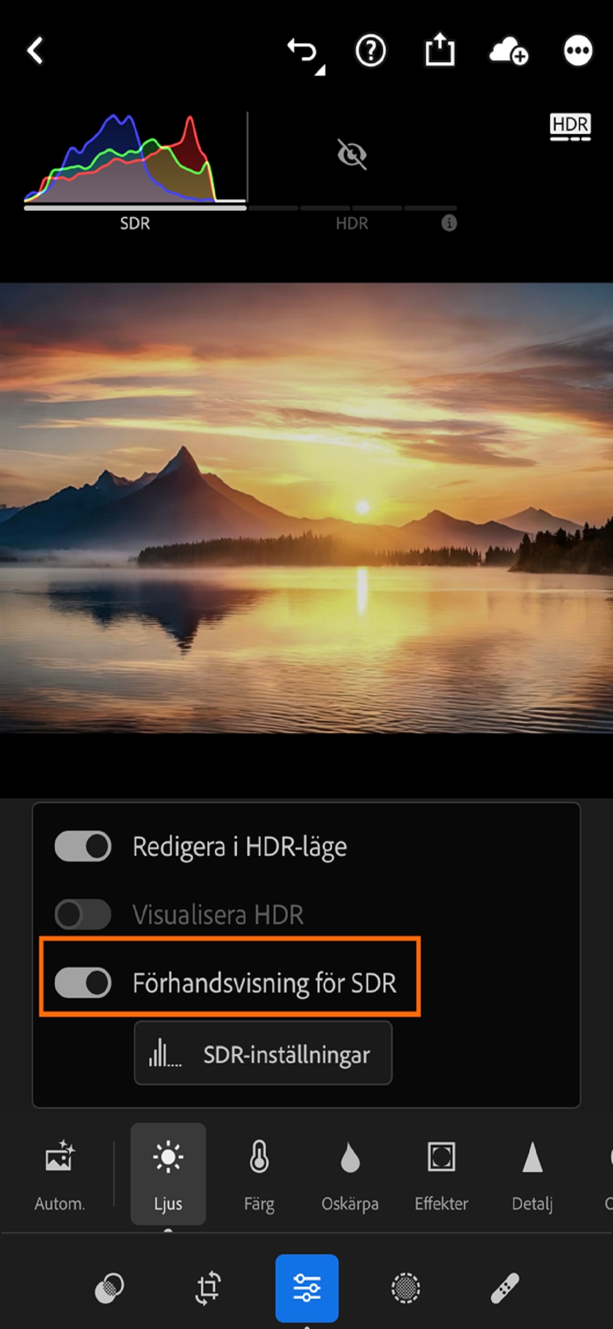 Optimera HDR-foton i Lightroom för mobila enheter (iOS)