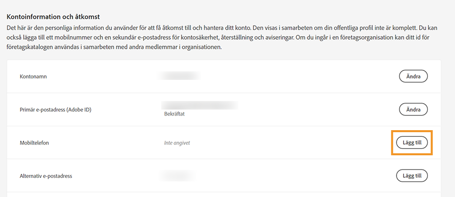 Använd ditt telefonnummer för kontoåterställning