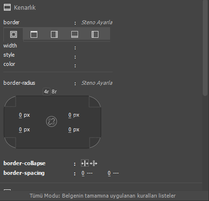 Dreamweaver uygulamasında CSS Tasarımcısı panelini kullanma