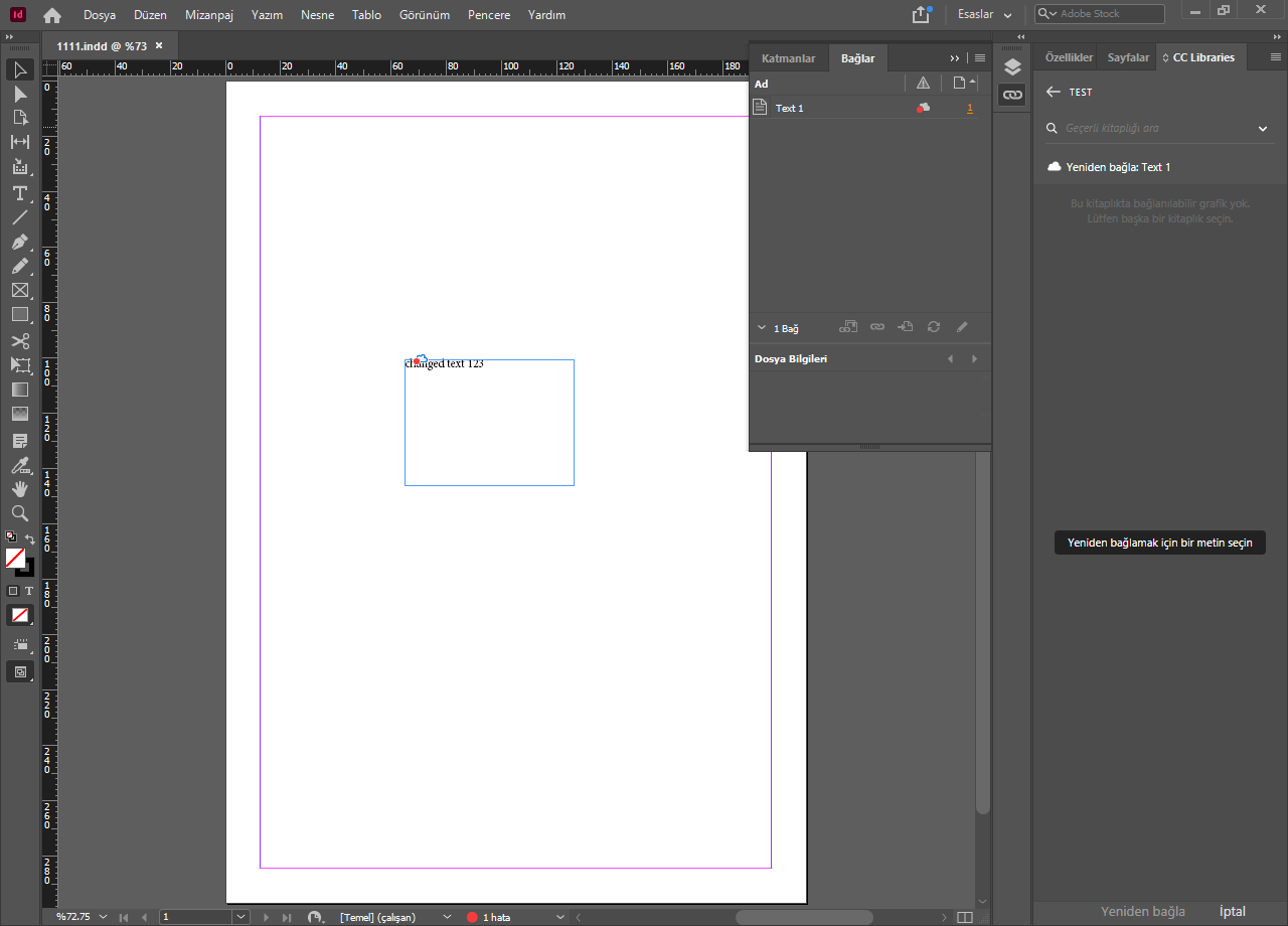 InDesign ile Creative Cloud Libraries sorununu düzeltme