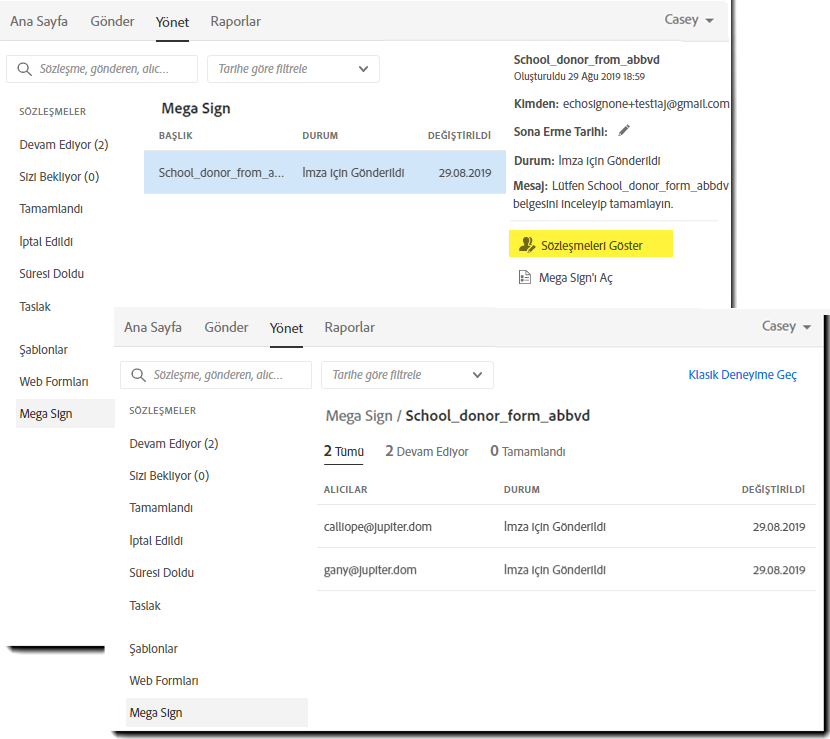 Adobe Sign sürüm notları